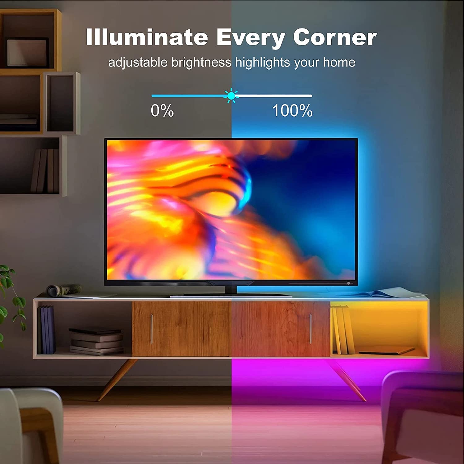 LED Strip Lights 32.8ft/10M,RGB 5050 LEDs Color Changing Full Kit, LED Rope Lights Flexible Tape Light Kit with 44 Keys IR Remote Controller and Power Supply, Mood Lighting Led Strips for Home Kitch
