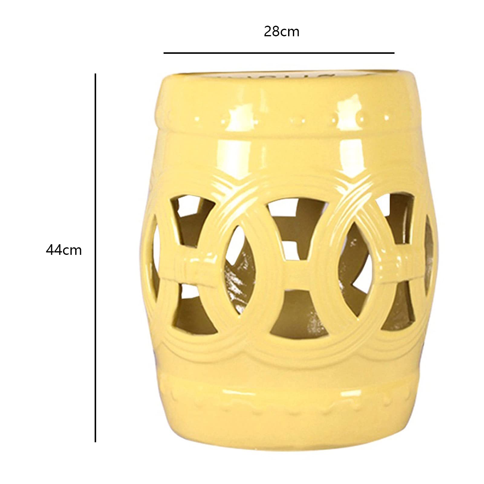 IINSSDJ Outdoor Decorative Garden Stools, Portable Ceramic Side Table, Yellow Hollow Out Drum Stool, Household Stool, for Patio, Deck, Backyard
