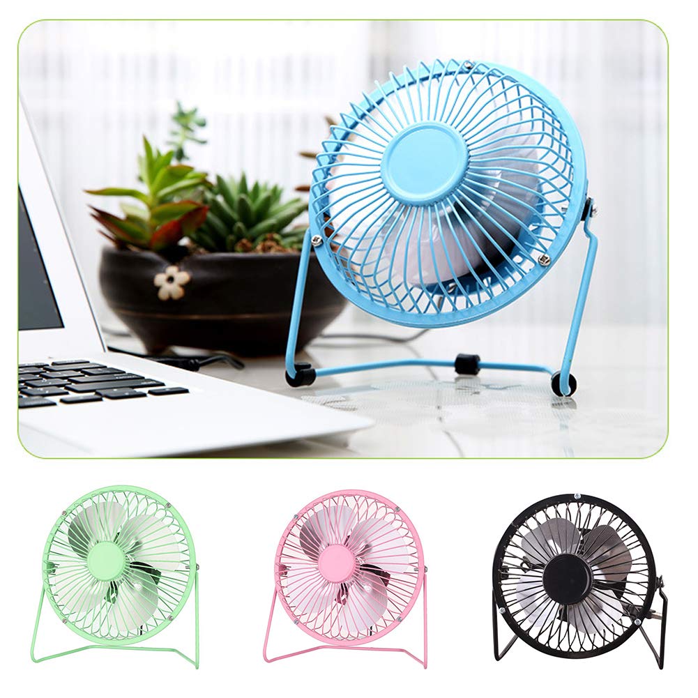 Jiecikou Desktop USB Fan, Low Noise Personal Table Mini Metal Fan 4 Inch Portable Table Fan Green