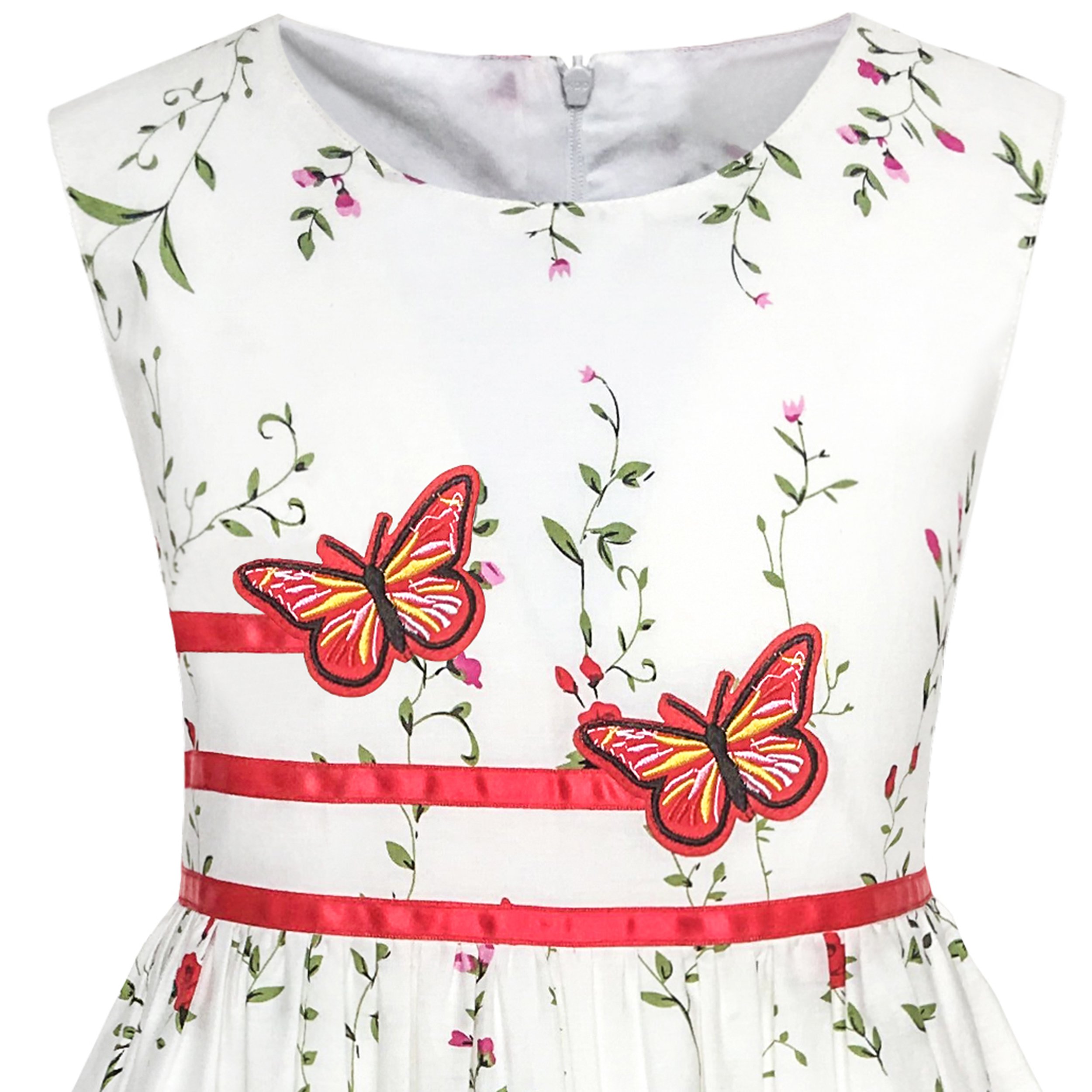 KH31 Girls Dress Flower Party Size 4-5 White