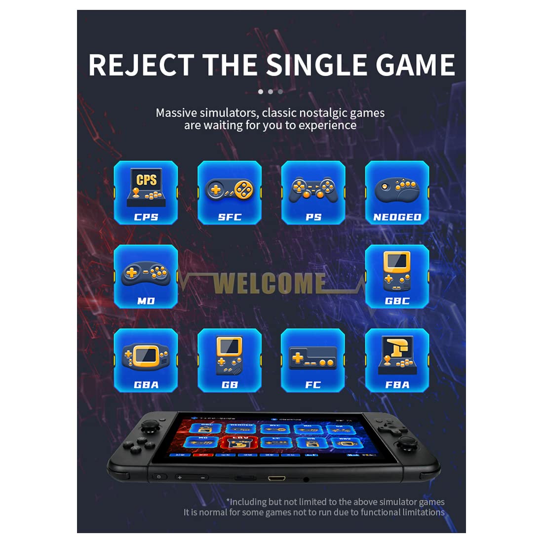 Powkiddy X70 Handheld Game Console, Portable Retro Video Game Console with Open Linux System Built-in 6,000 Games, Handheld Video Games Player with 64G TF Card 7 Inch IPS Screen