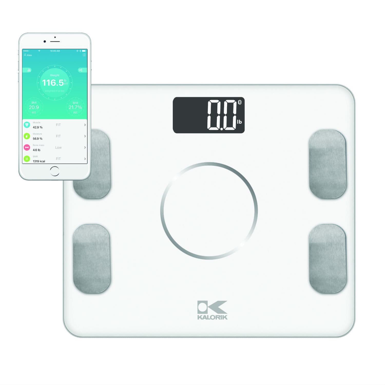 Kalorik Home Smart Electronic Body Analysis Scale, White