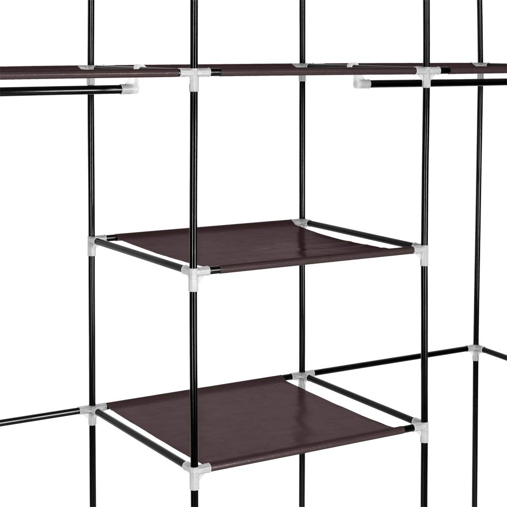 Knocbel 69" Tall Freestanding Closet Organzier Clothes Garment Rack with Storage Shelves & 2 Hanging Rods (Black)