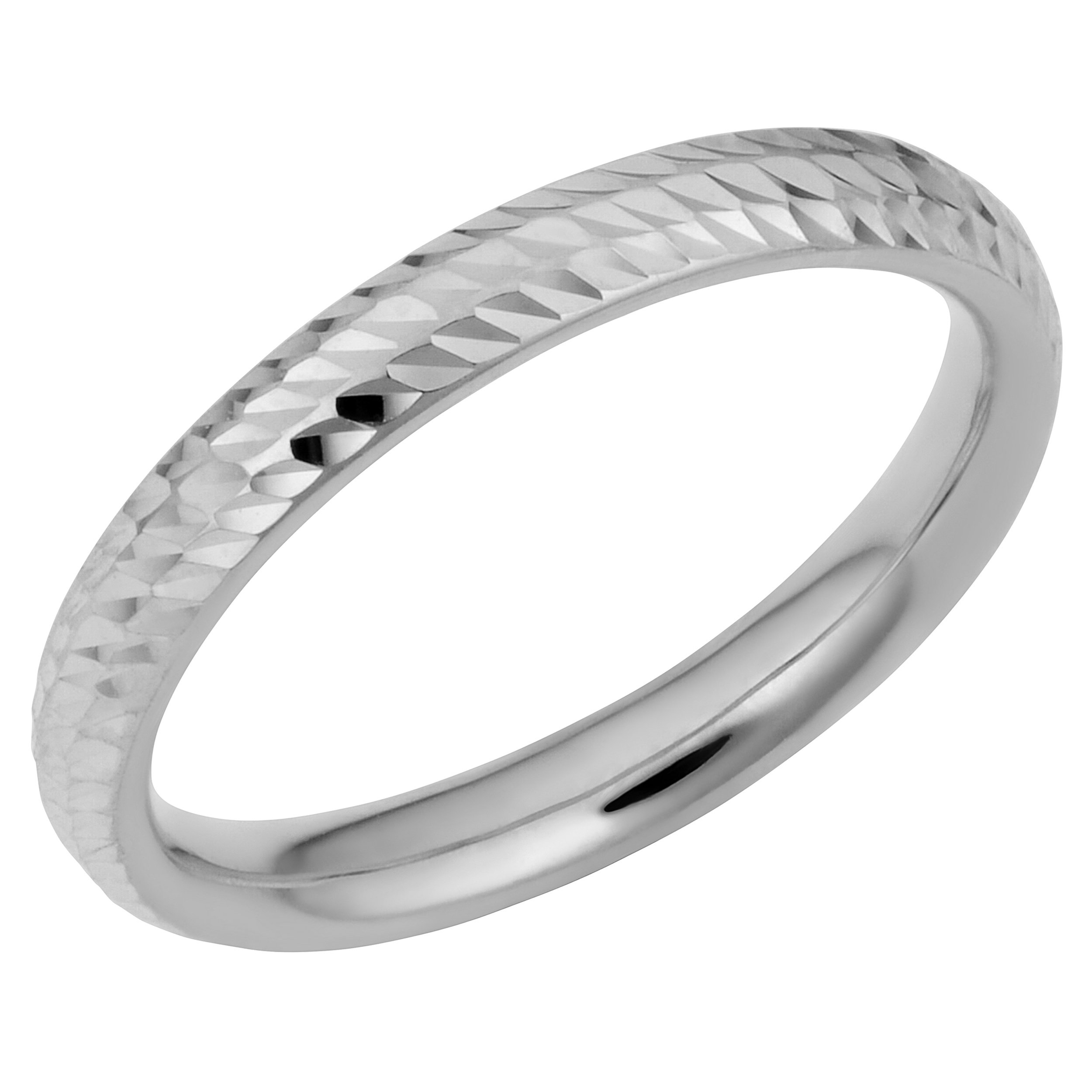 Kooljewelry 14k White Gold Diamond-cut Wedding Band Ring (size 6)