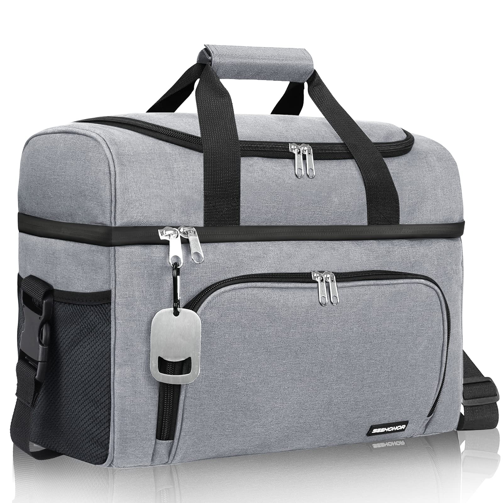 Insulated Large Cooler Bag SEEHONOR Collapsible 36-Can Coolers, Portable Dual Compartment Leakproof Soft Cooler Bag for Camping, Picnic, Beach and Hiking