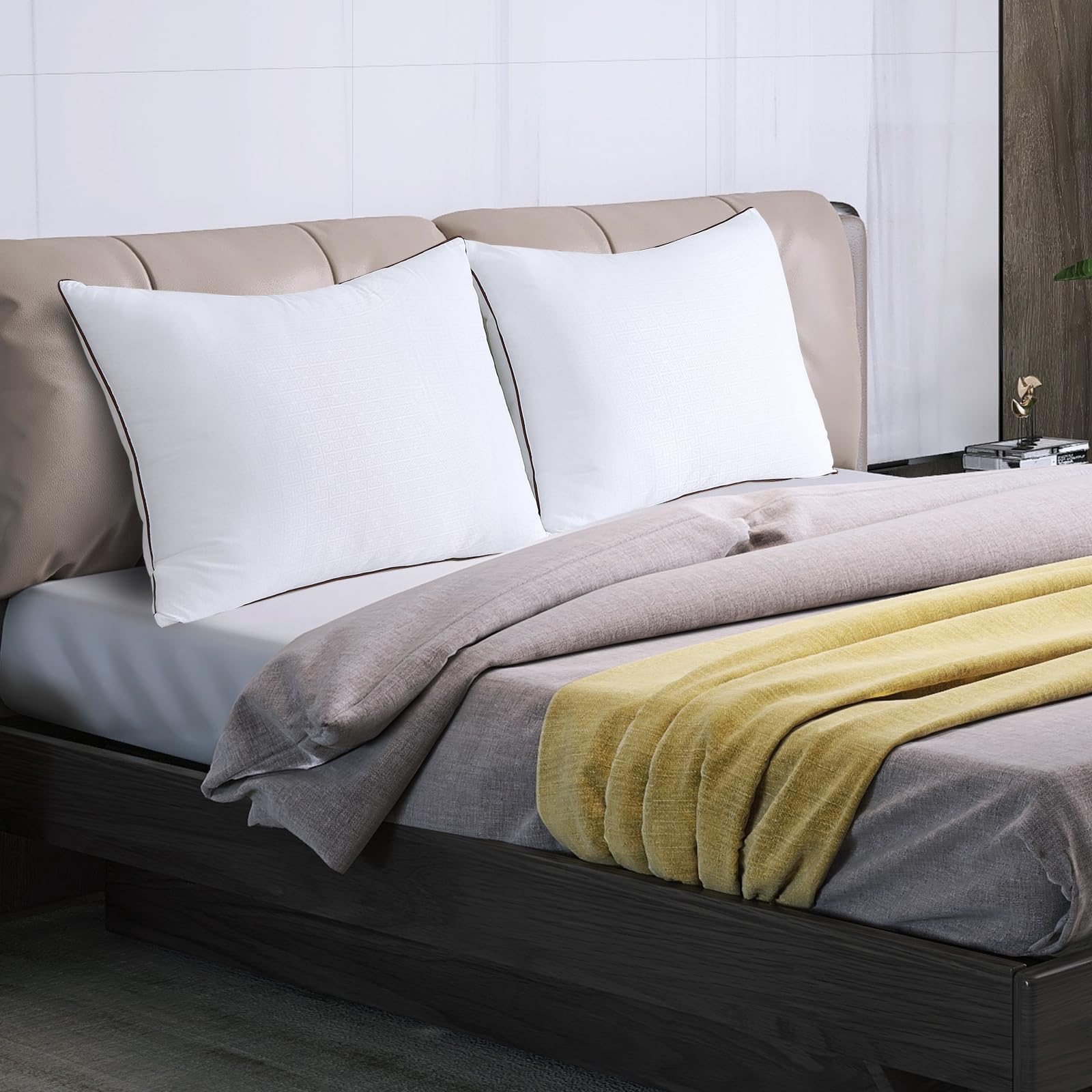 HUXMEYSON Pillows Queen Size Set of 2 for Sleeping - Cooling Down Alternative Bed Pillow for Back, Stomach or Side Sleepers, Hotel Collection Pillows, 20 x 30 Inches