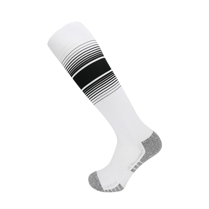OWUH Soccer Baseball Socks for Youth Adult Multi-Sport Softball Socks,White Medium