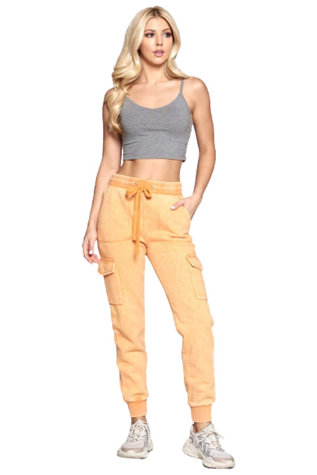 Khanomak Women's Cargo Jogger Pant Yellow Small