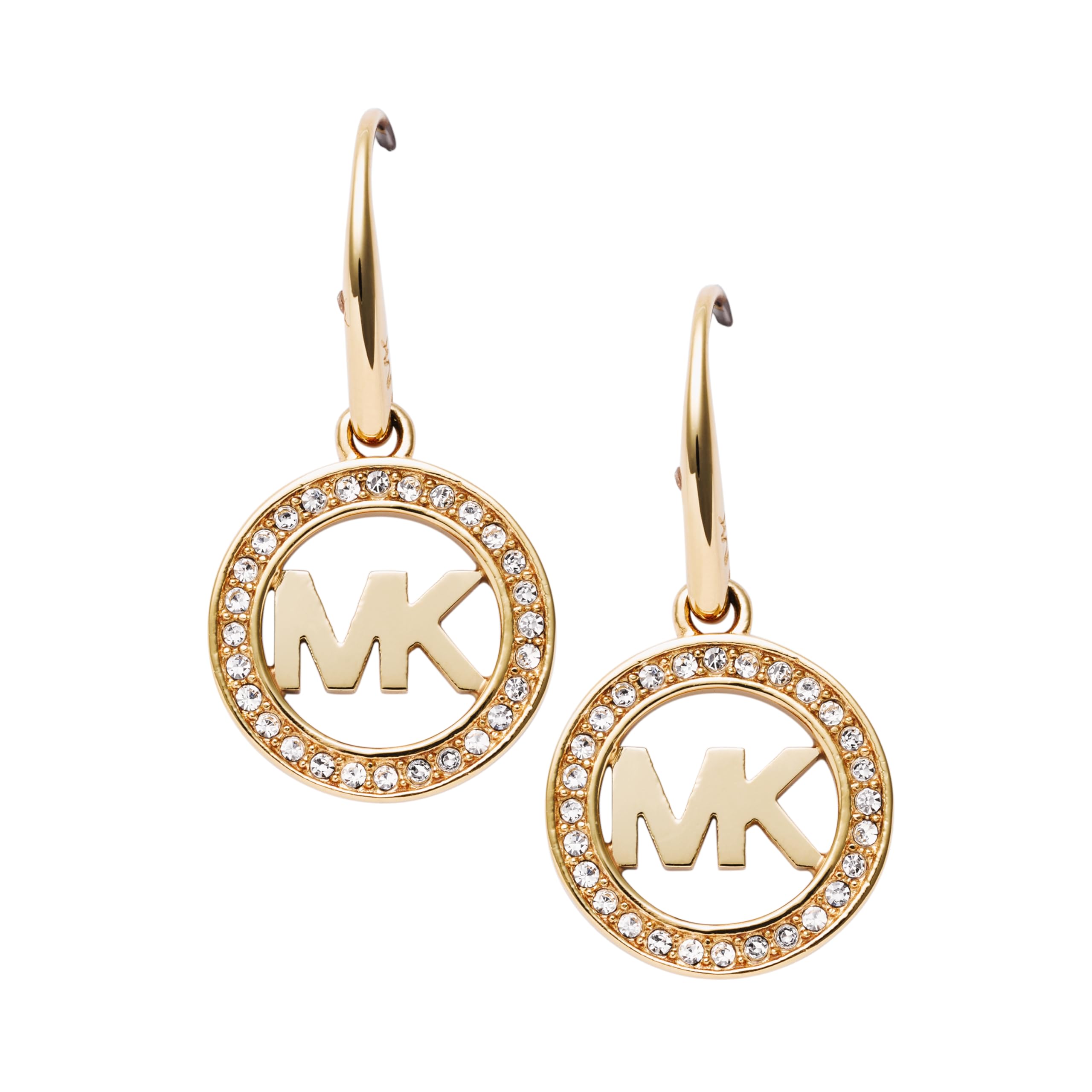 Michael Kors Brass and Pavé Crystal Heart Dangle Earrings for Women, Color: Rose Gold (Model: MKJ7884791)