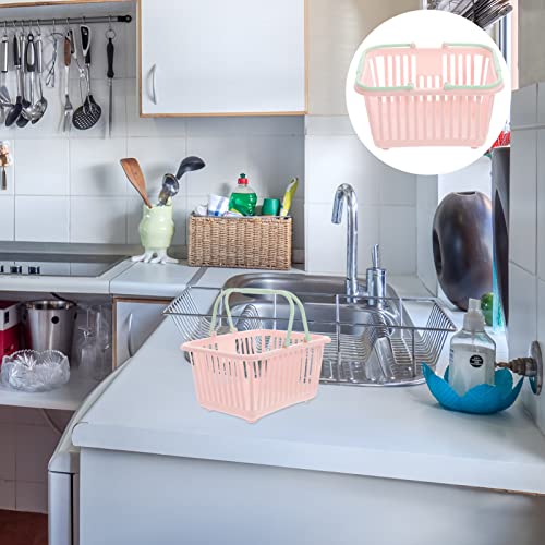 Toddmomy 3pcs Portable Shower Basket Grocery Baskets With Handles Small Basket with Handle for Organizing, Bathroom Kitchen Room Bedroom(Pink)