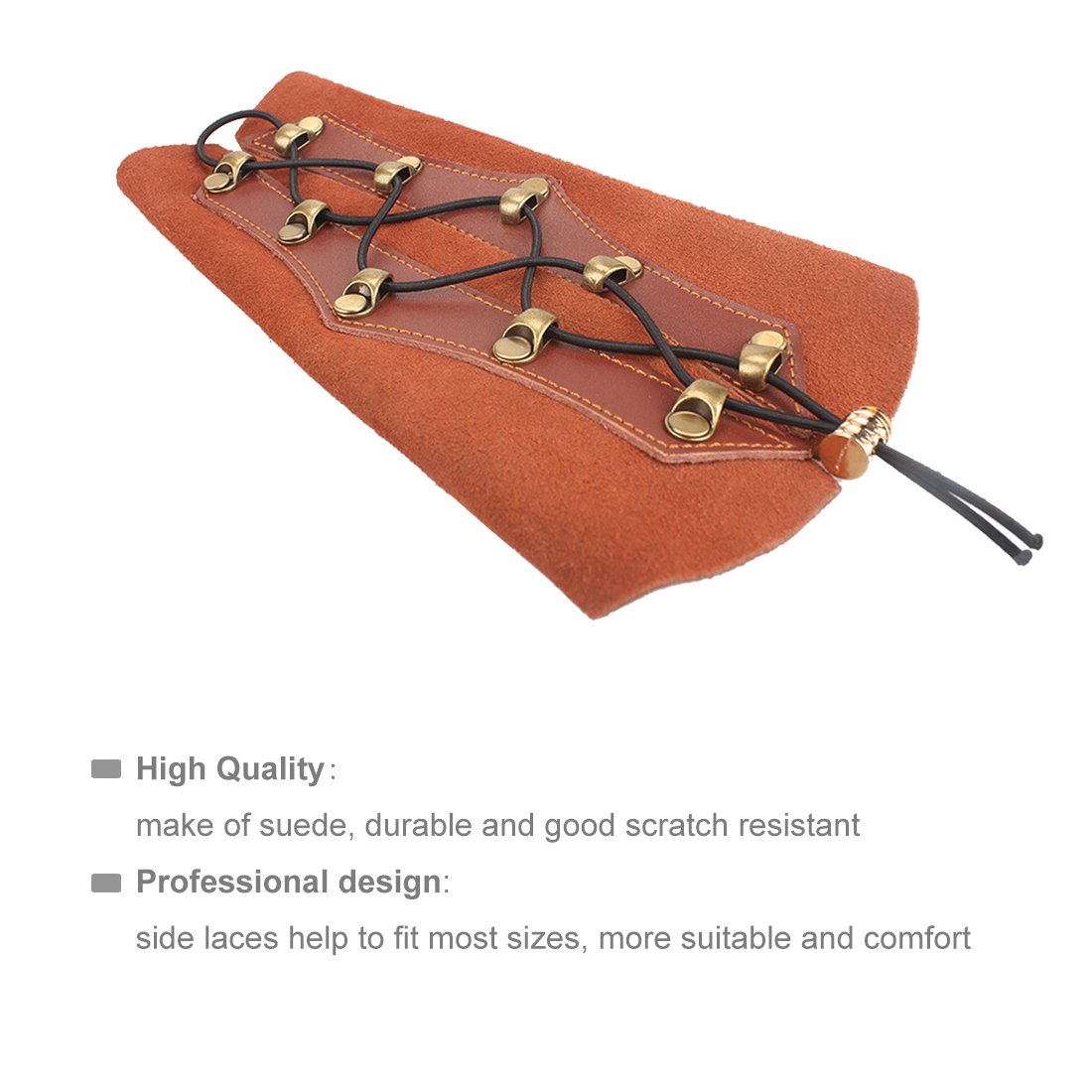 Kratarc Archery Leather Adjustable Wristband Unisex Protective Arm Guard for Hunting Target Bow (Brown (Suede Leather))