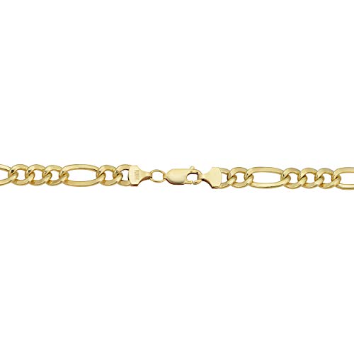 Kooljewelry 14k Yellow Gold Filled Solid Figaro Link Chain Necklace (7.8 mm, 24 inch)