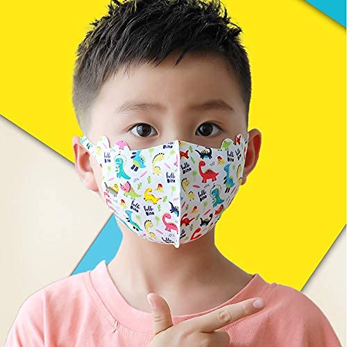 Kids Children Dinosaurs Cartoon Face Mask, Washable Face Shield Cover, Anti-Dust, Reusable 5Pcs