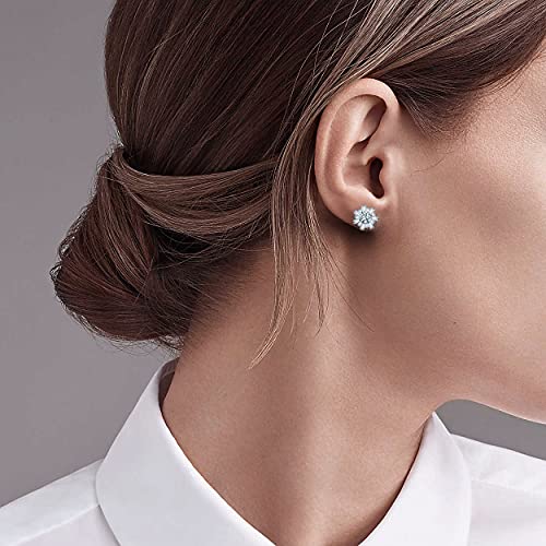 missaqua Chic Snowflake Sterling Silver Clear Cubic Zirconia Stud Earrings Jewerly Gift for women