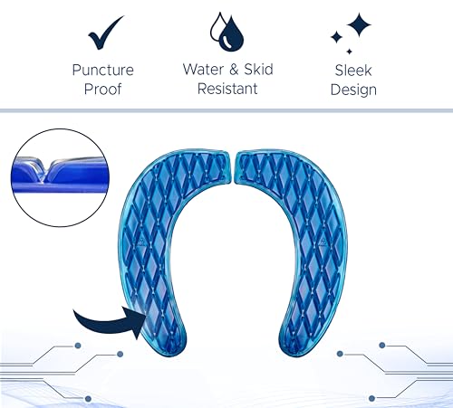 Morvat Washable Gel Toilet Seat Cover, Padded Riser Cushion for Toilets & Commode Chair, Maximum Pain Relief Comfort & Support, Adhesive Raised Donut Pad for Elderly & Handicapped, Blue