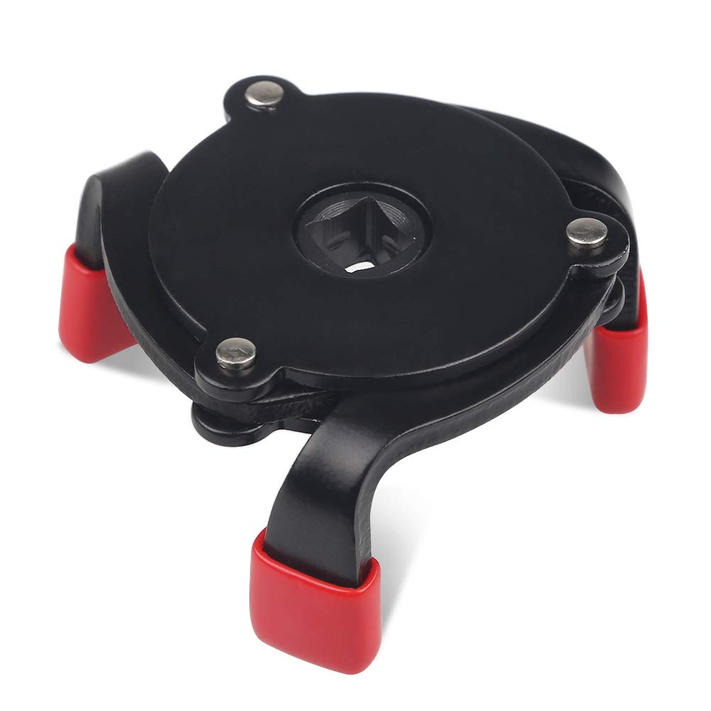 JDMON Universal Adjustable 3 Jaw Oil Filter Wrench Remover Tool for Removing Oil filters Range 2.4 inch from 3.8 inch in Diameter Include 1/2β-3/8β and 1/4β-3/8β Drive Adapter