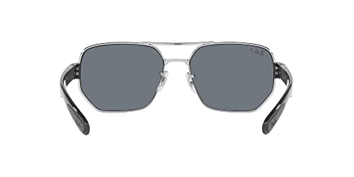 Ray-Ban RB3672 Rectangular Sunglasses, Silver/Grey Mirrored Silver Polarized, 60 mm