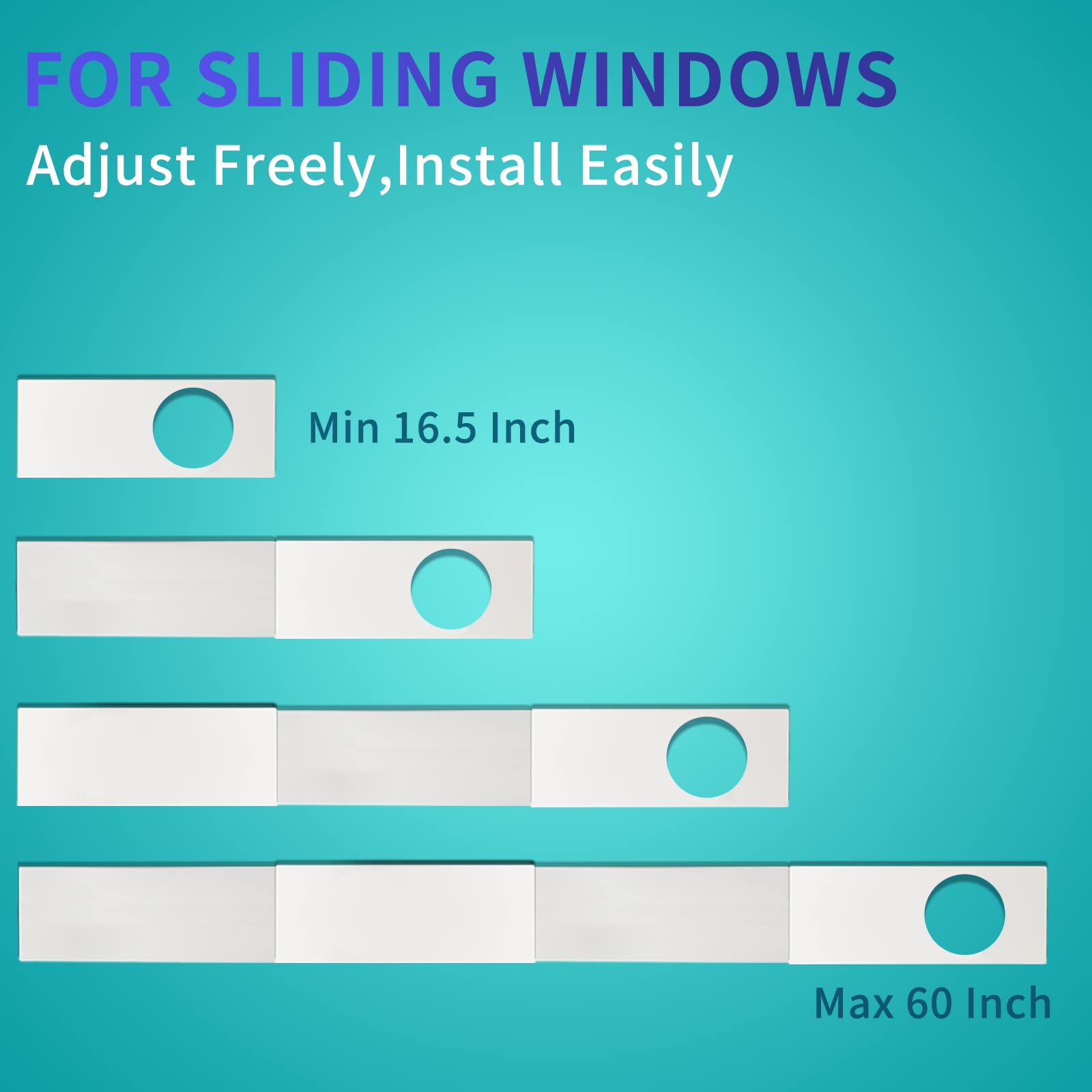 JEACENT Portable Air Conditioner Window Kit,Sliding AC Vent Kit, Adjustable PVC Seal Kit Panels Up to 60 Inches, for Universal Thread AC Exhaust Hose of 5.1" or 5.9" Diameter
