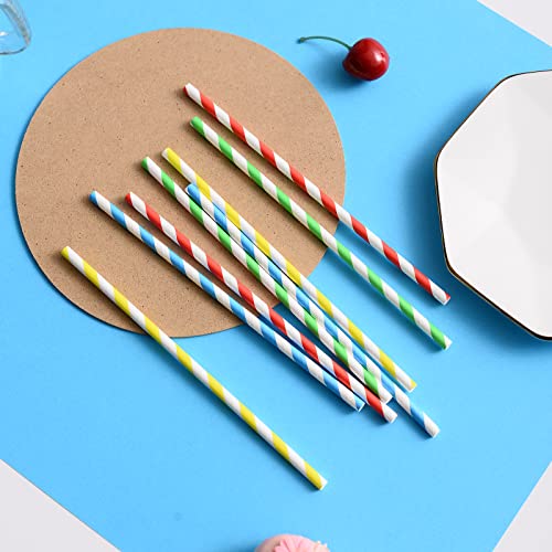 Pajitas de papel desechables, 200 unidades, colores surtidos, 100% biodegradables