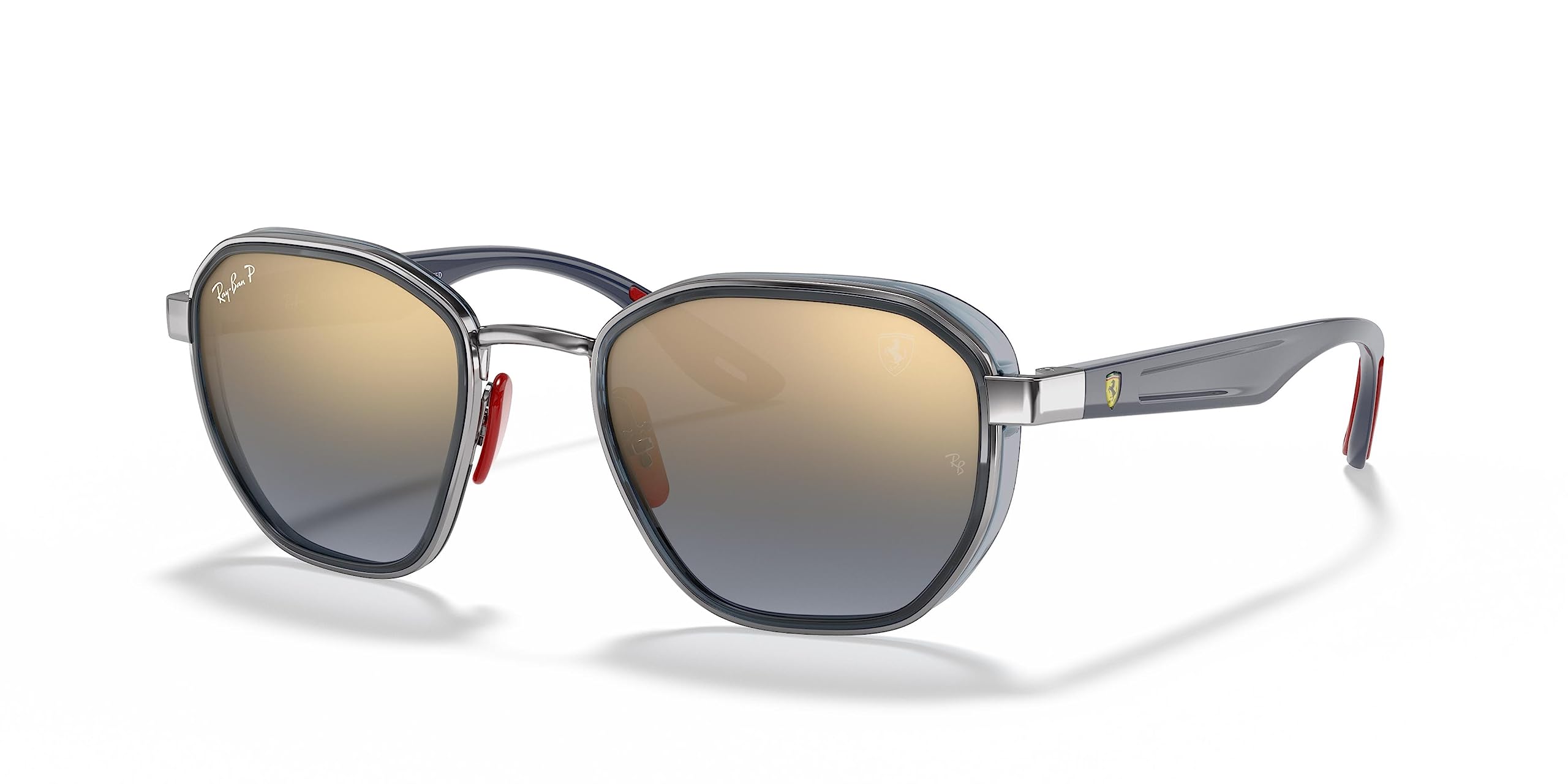 Ray-Ban RB3674M Scuderia Ferrari Collection Round Sunglasses, Gunmetal/Chromance Blue Mirrored Gold Polarized, 51 mm