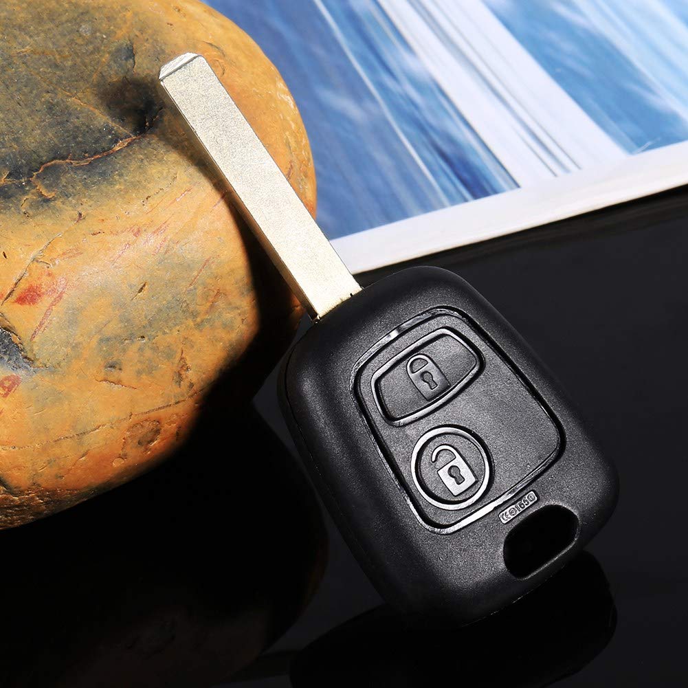 Key Shells, 2 Buttons Uncut Blank Blade Remote Car Key Fob Shell Case for 107 207 307 407