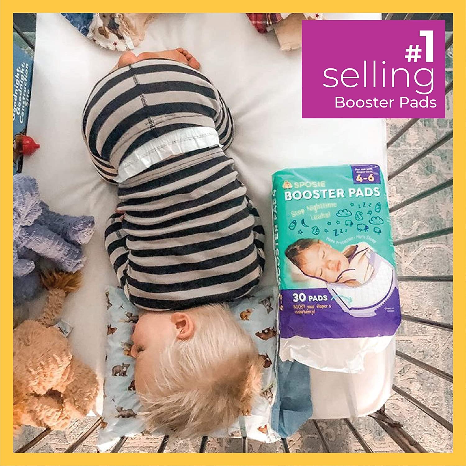 Sposie Diaper Booster Pads - Diaper Pads Inserts Overnight, Cloth Diaper Inserts and Overnight Diapers Size 4-6 and 2t-5t, Diaper Liners Baby Products