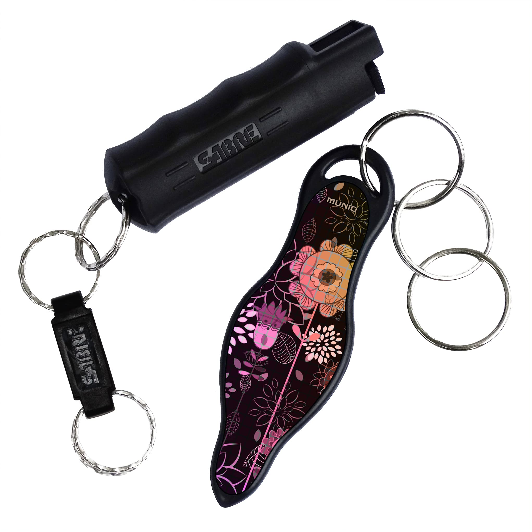 MUNIO Kubaton + Sabre Pepper Spray Safety Keychain for Women Set, Made in USA