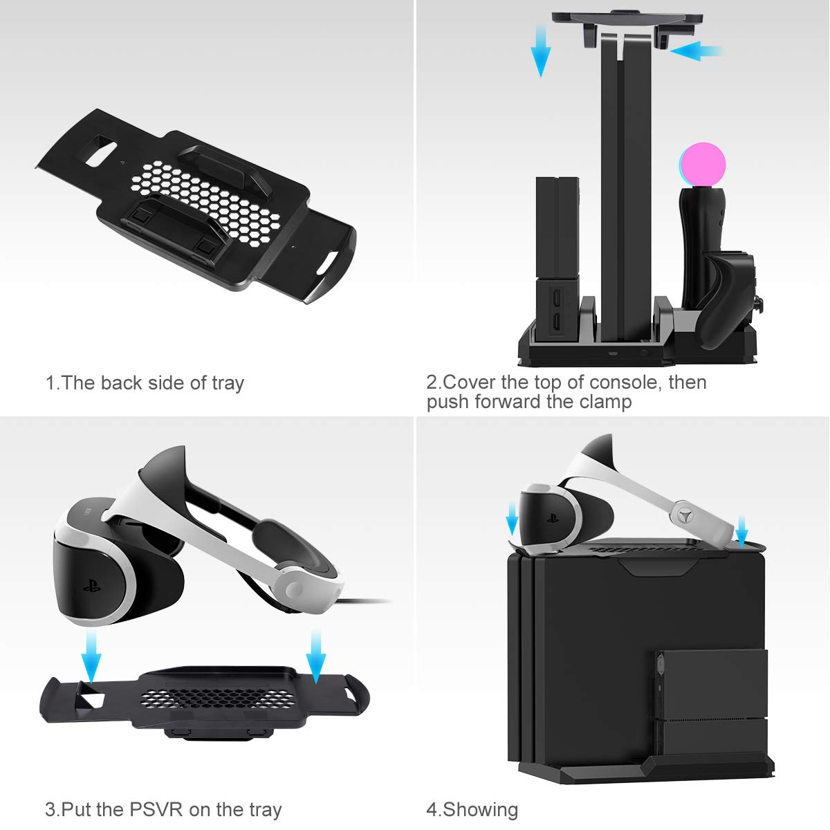 Kootek Charging Stand with Cooling Fan for Playstation VR Move Motion Controllers, Fit for PS4 Slim / PRO / Regular PS4 Console with DualShock 4 Wireless Controller EXT Port Charger ( CUH-ZVR2 & 1 )