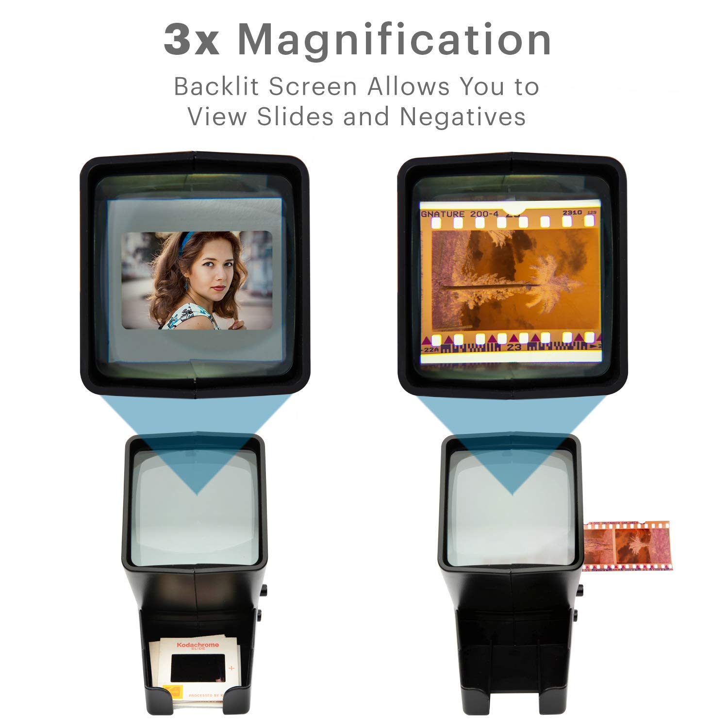 KODAK 35mm Slide and Film Viewer - Battery Operation, 3X Magnification, LED Lighted Viewing β for 35mm Slides & Film Negatives (Renewed)