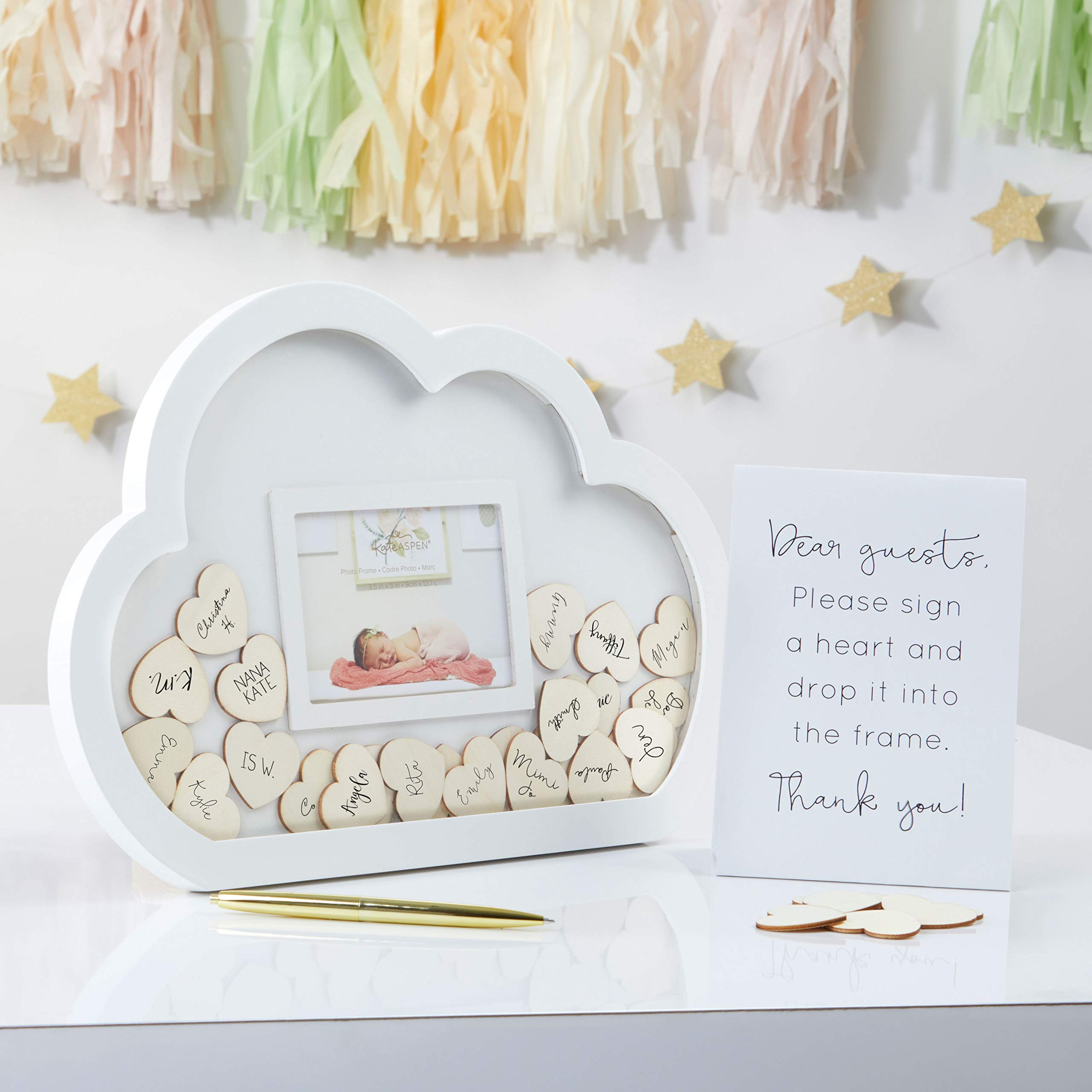 Kate Aspen Baby Shower Guest Book Cloud Frame Guestbook Alternative, One Size, White