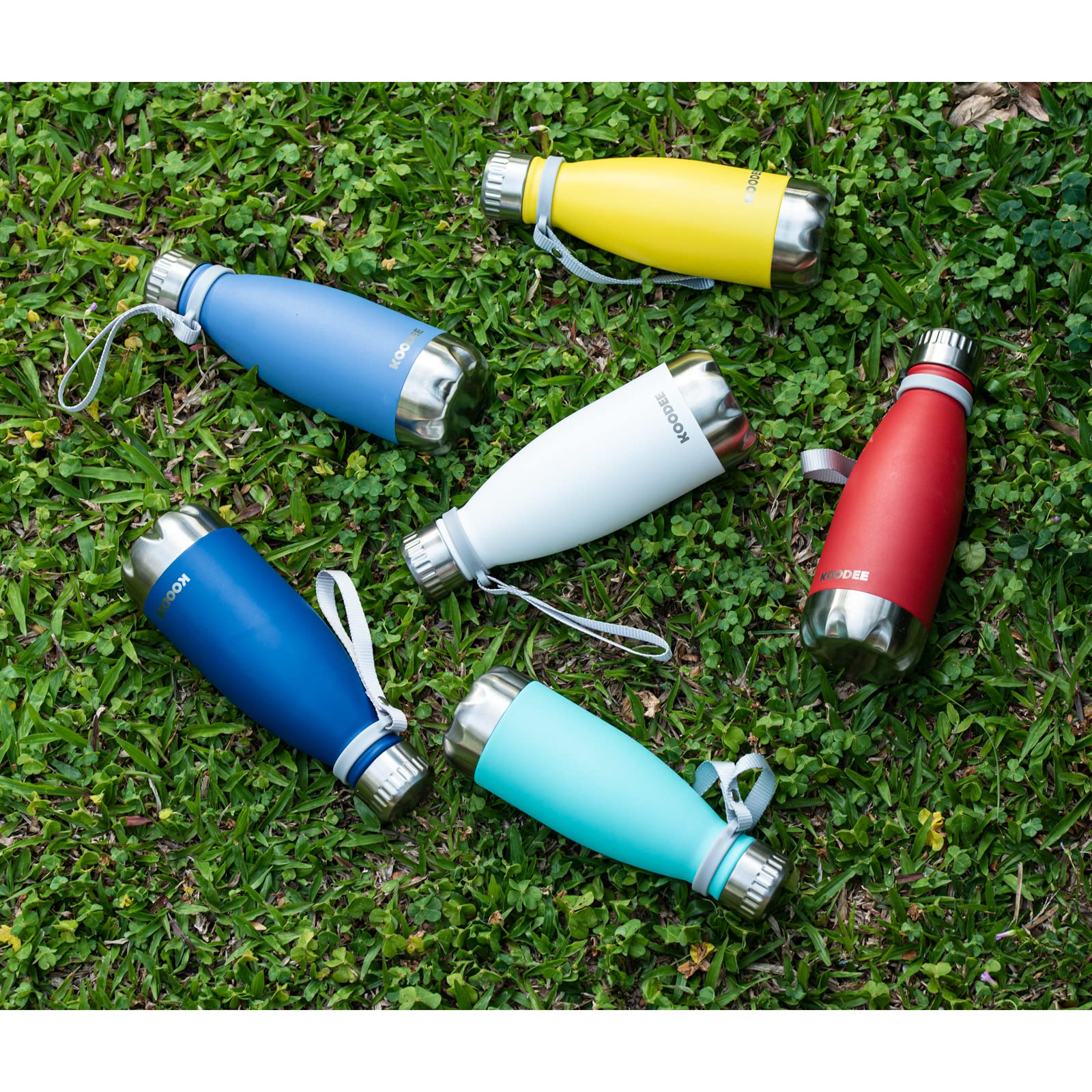koodee Small Water Bottle for School 9 oz Stainless Steel Double Wall Vacuum Insulated Water Bottle BPA Free, Leak Proof (Mango Yellow)