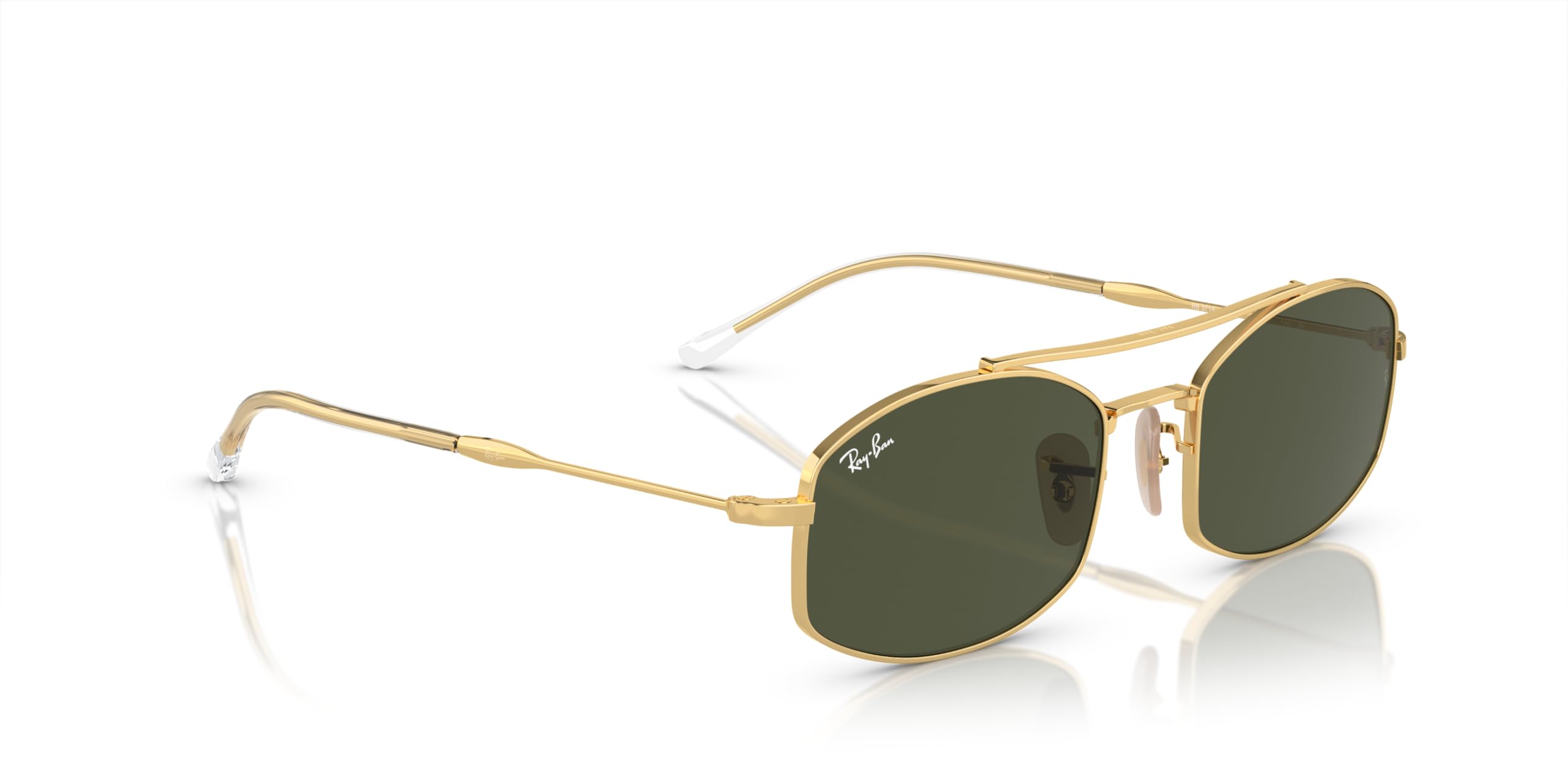 Ray-Ban RB3719 Oval Sunglasses, Gold/Green, 54 mm