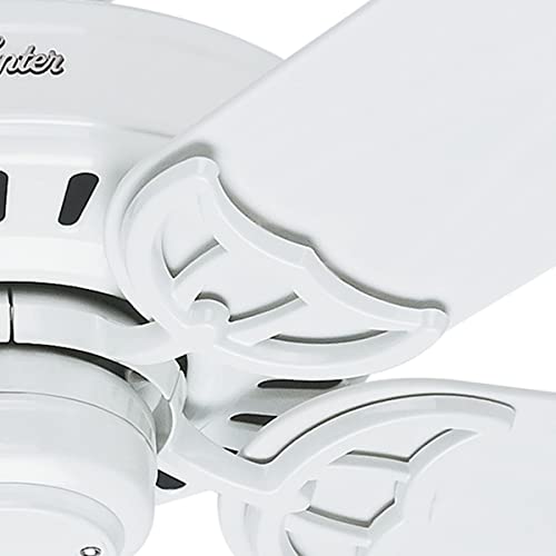 Hunter Fan Company 53125 Bridgeport 52 Inch Versatile Indoor/Outdoor Damp-Rated Home Ceiling Fan with Pull Chain Control without Light Fixture, 52", White finish
