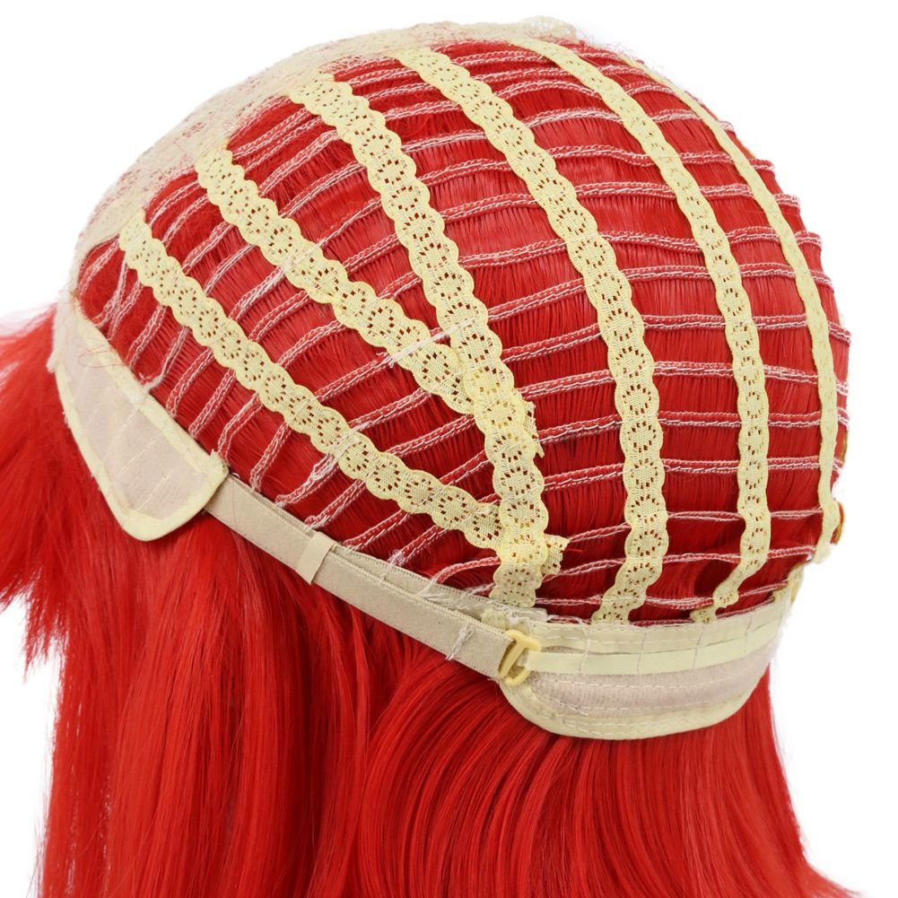 karlery Women Short Straight Bob Red Fasion Wig Flat Bangs Cosplay Party Wig