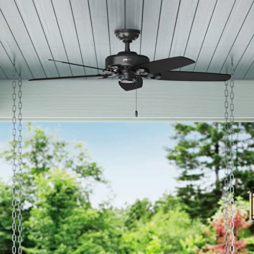 Hunter Fan Company 53294 Builder Elite Versatile Indoor/Outdoor 52 Inch Ceiling Fan without Light Fixture, Matte Black, 52"