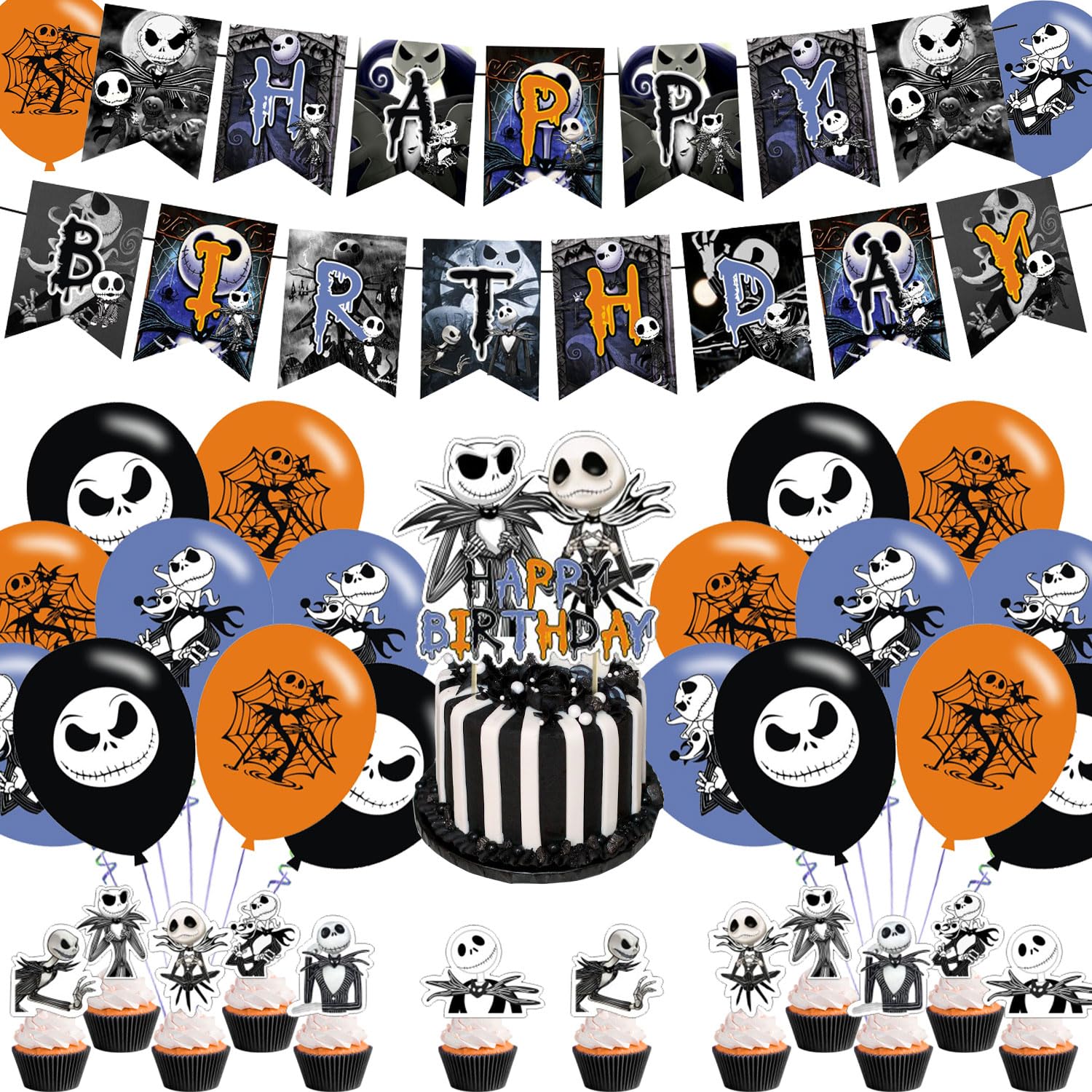๐๐ช๐ฌ๐ด ๐ข๐ด๐ฎ๐ต๐ต๐ฒ๐ท๐ฐ๐ฝ๐ธ๐ท Party Decorations,Birthday Supplies For Halloween ๐๐ช๐ฌ๐ด ๐ข๐ด๐ฎ๐ต๐ต๐ฒ๐ท๐ฐ๐ฝ๐ธ๐ท Includes Banner - Cake Topper 12 Cupcake Toppers 18 Balloons