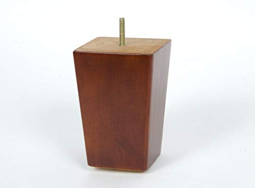 LEG DADDY 5" Medium Finish Square Tapered Wooden Sofa Leg, Set of 4 (M10)