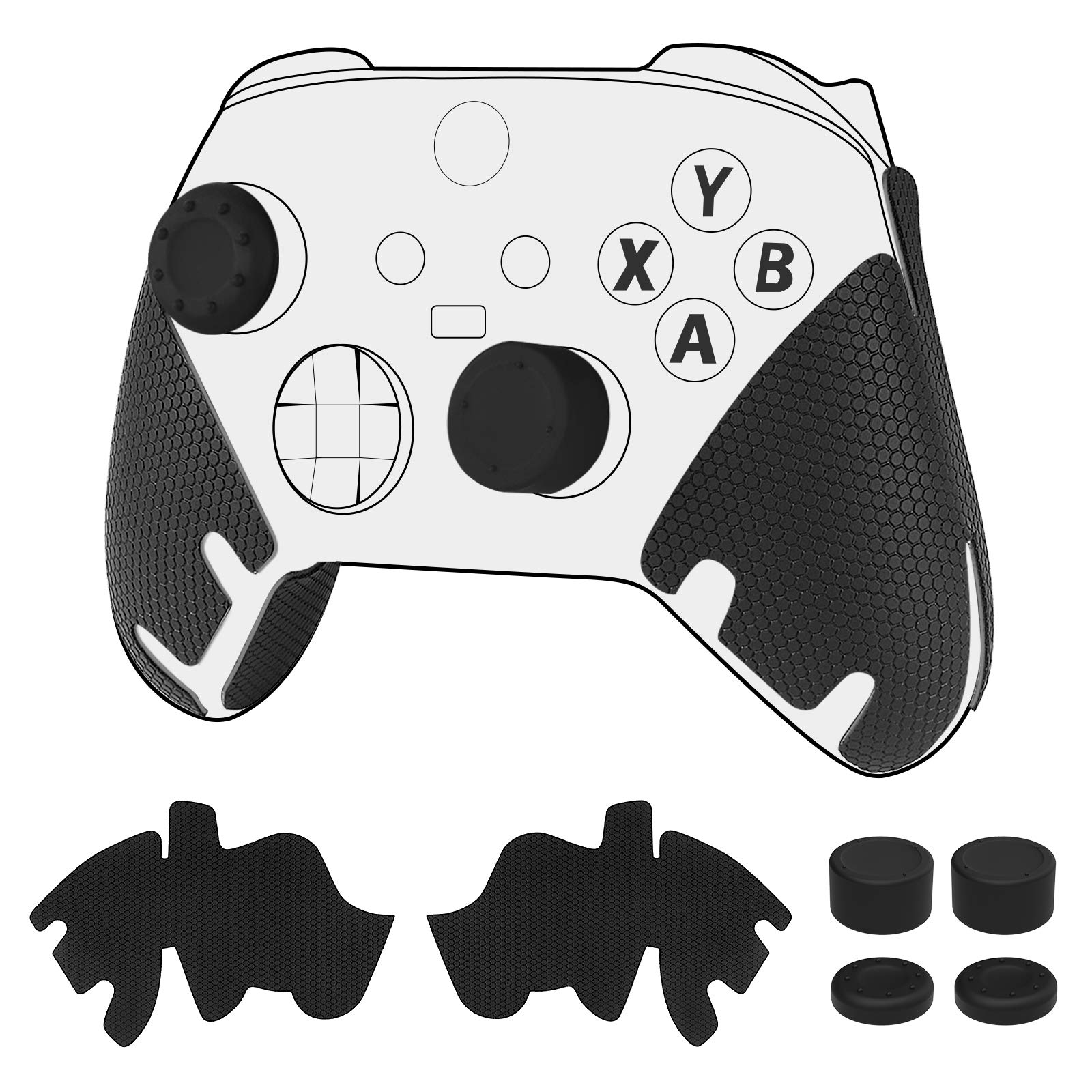 Linkidea Soft X-Box X Controller Silicone Cover Skin, Anti-Slip Controller Grip Silicone Skin for Xbox Series X/S, Touch Studded Protective Silicone Cover Skin, 4Pcs Thumb Grips Caps (Black)