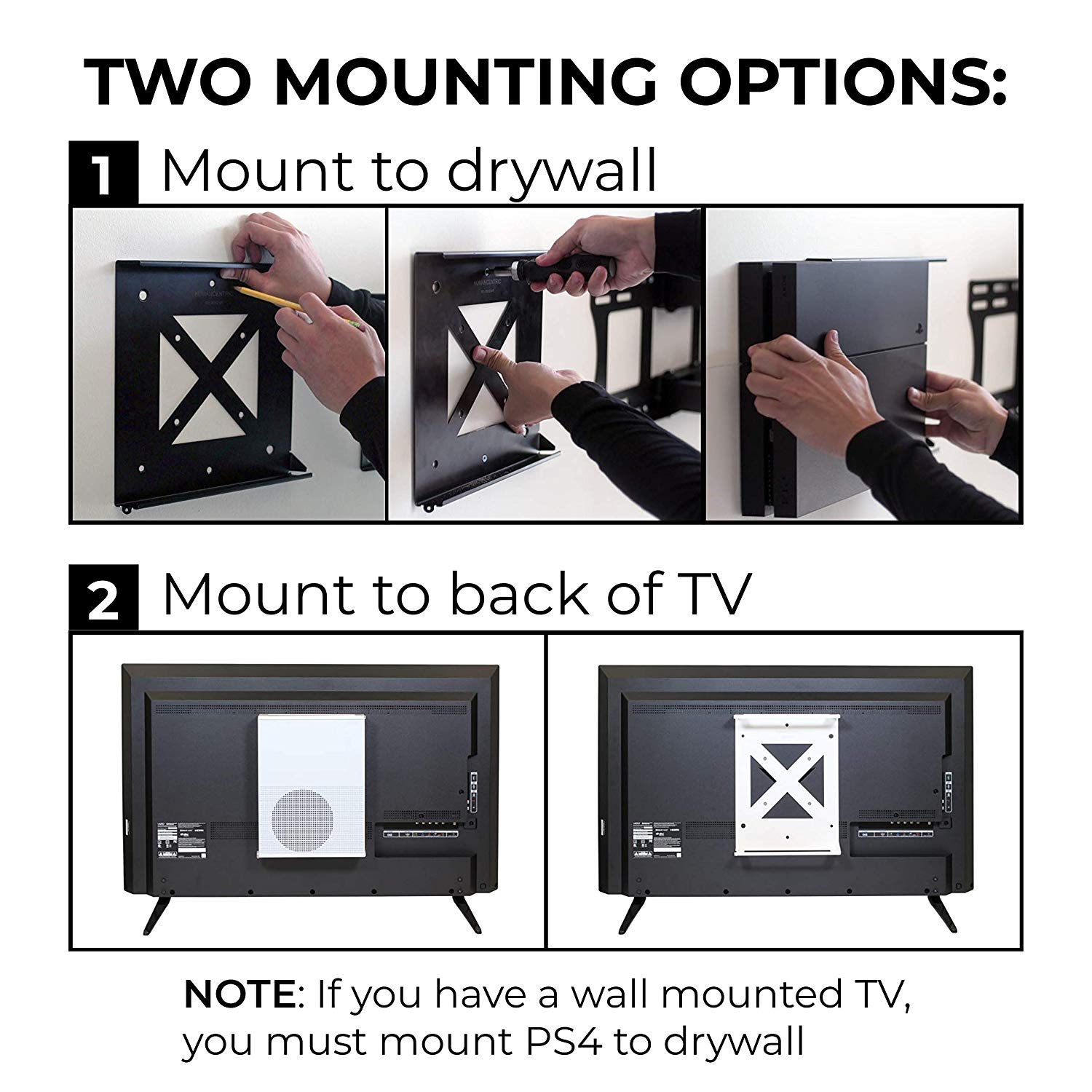 HumanCentric Wall Mount Compatible with Xbox One X | Mount on The Wall or on The Back of The TV