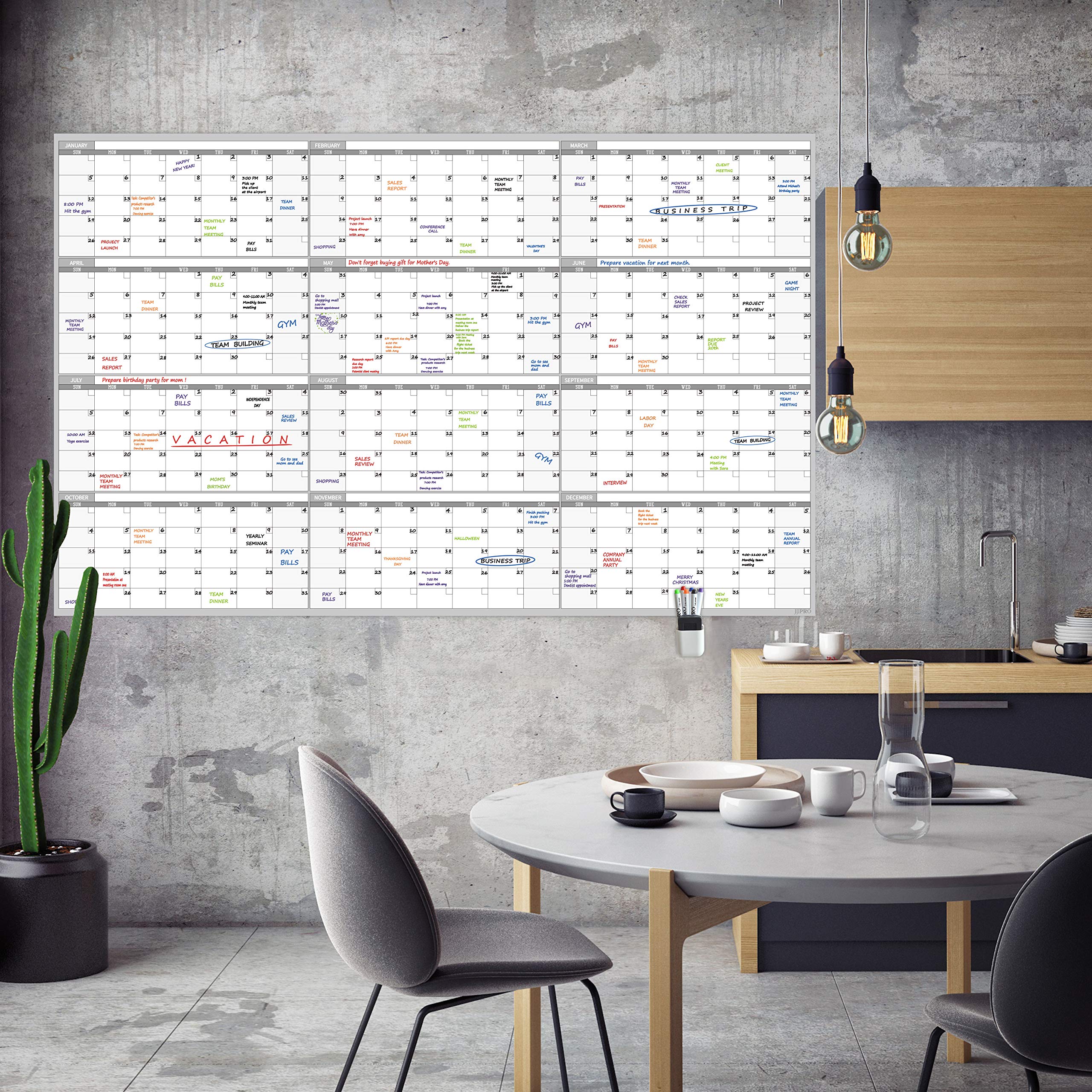 Large Dry Erase Wall Calendar - 60β x 38" Undated Blank Yearly Planner - Giant Whiteboard 12 Month Poster - Premium Laminated Calendar for Classroom, Office, Project & Family Schedule