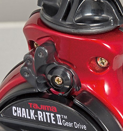 TAJIMA Chalk Line - Chalk-Rite II Chalk Box with Extra Bold 1mm Snap Line & Five Gear Quick Retrieval - CR201R-PR