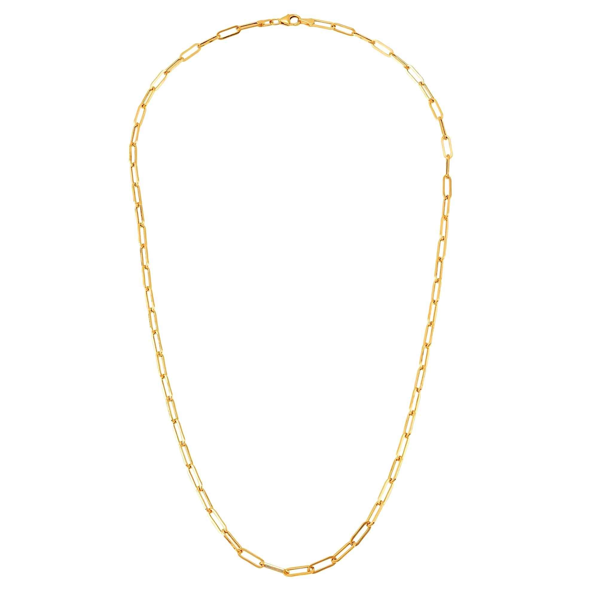 Jewelry Affairs 14k Yellow Real Gold Paperclip Chain Necklace, 3mm (18.0 Inches)