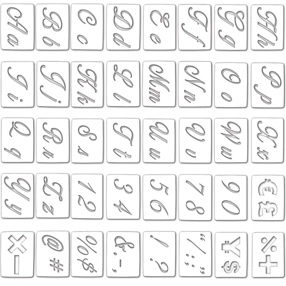 Jekkis 56 Pack Letter Stencils for Painting on Wood Alphabet Stencils with Numbers and Signs Reusable Plastic Small Stencils for Drawing Journal DIY Craft Project - 146 Designs