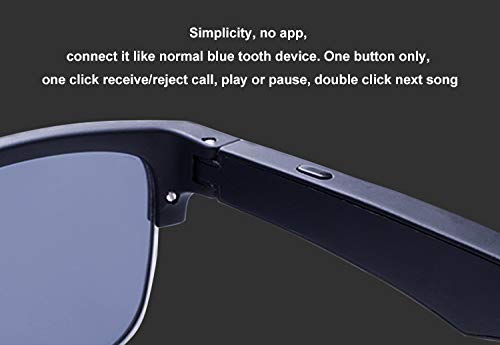 KENTKING Smart Glasses With Open Ear Headset Wireless Bluetooth Audio Sunglasses Music&Hand-Free Calling Unisex Polarized Shades Compatiable for All Smart Device (Black/Frame Gold)