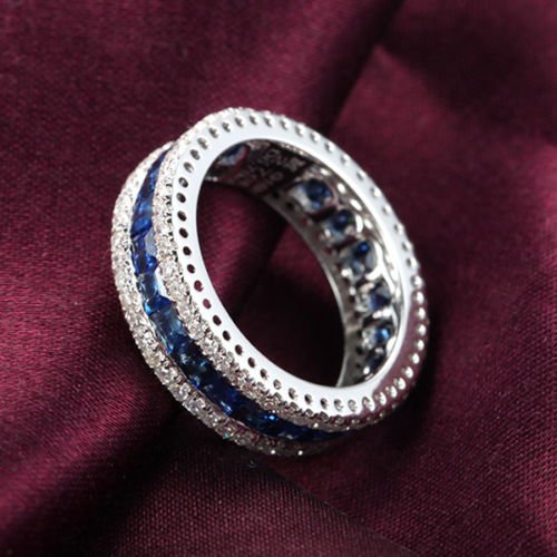 KassarinShop Women's Blue Sapphire Engagement Ring 10KT White Gold Filled Wedding Band Sz5-10 (8)