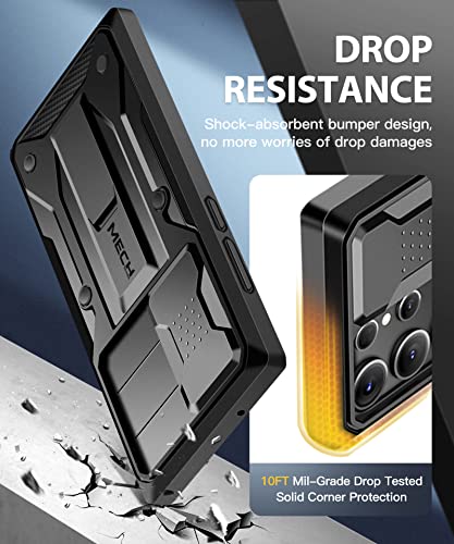 Tongate Compatible with Samsung Galaxy S23 Ultra Case with Slide Camera Cover & Kickstand, [10FT Military Drop Protection] Rugged Shockproof Phone Case for Galaxy S23 Ultra 5G 6.8 Inch, Black