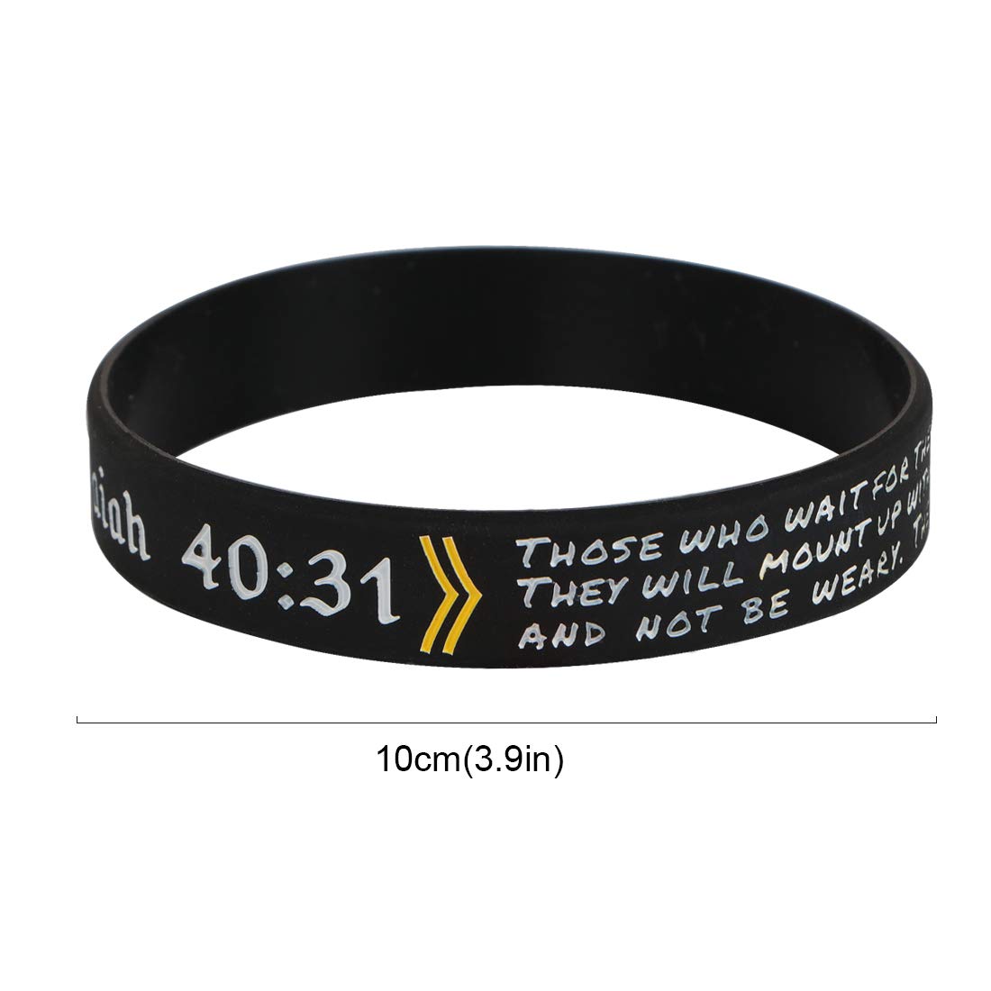 kilofly 4pcs Christian Religious Scripture Bible Verse Rubber Bracelet Wristband