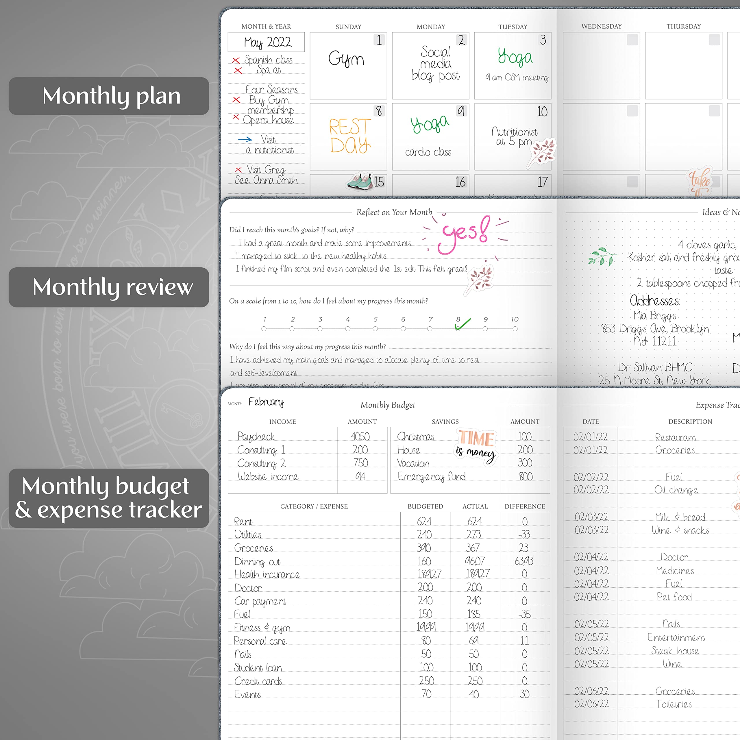 Legend Hourly Planner PRO Premium – Large Undated Schedule Planner with Time Slots – Personal & Work Organizer for Daily, Weekly & Monthly Planning – Time Management Planner – A4 size (Mystic Gray)