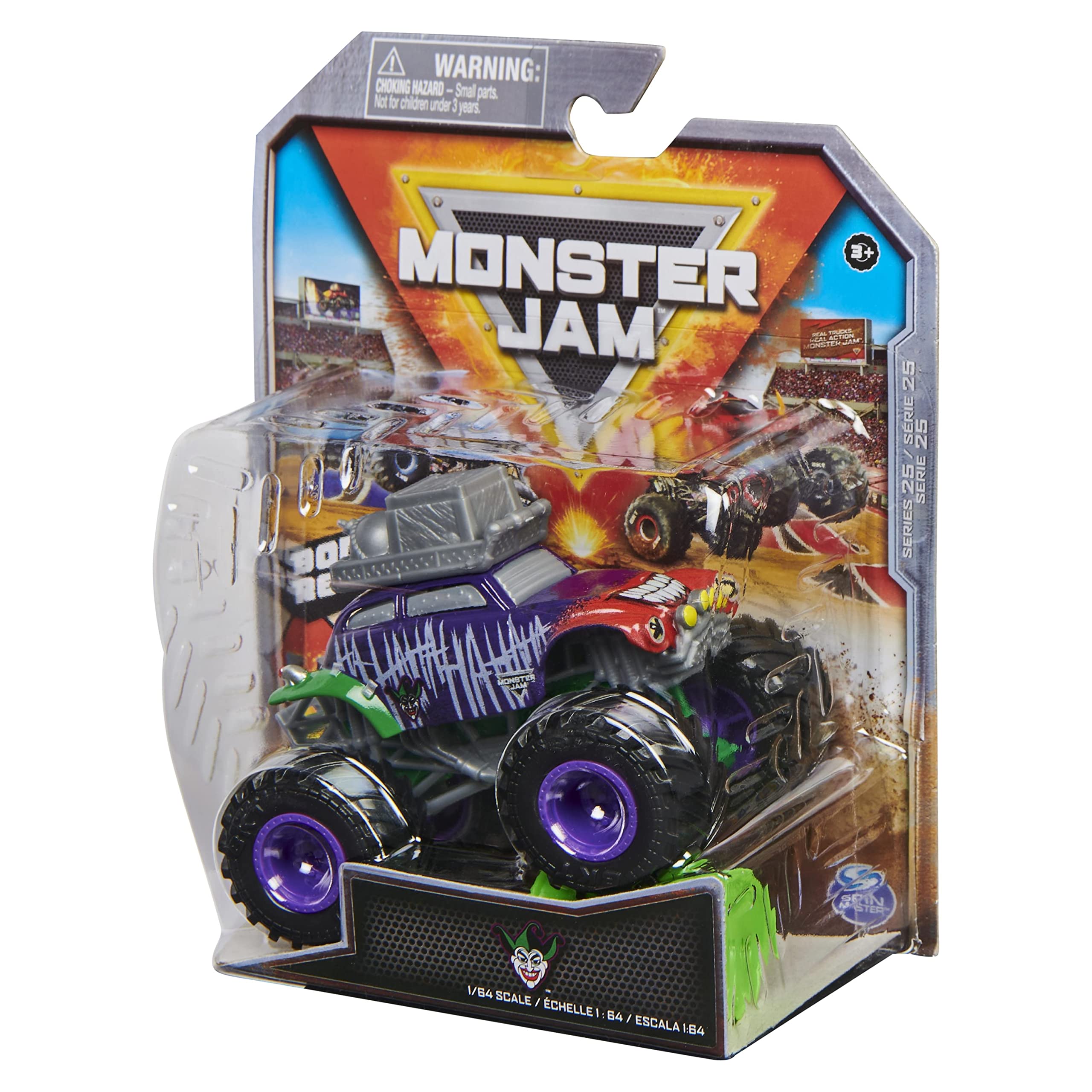 Monster Jam 2022 Spin Master 1:64 Diecast Truck with Bonus Accessory: Heroes & Villains Joker, (SM6044941)