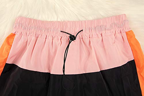 ksotutm Women 2 Piece Outfits Lightweight Windbreaker Jacket Top + High Waist Shorts Plus Size Tracksuit Jumpsuits A Black